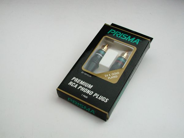 Prisma Cable 24K Gold-Plated RCA Plugs - One Pair, Red/White