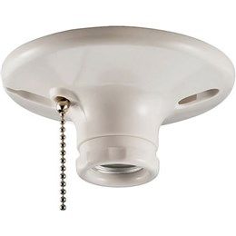 3 1/4" White Pull Chain Lamp Fixture