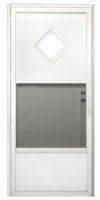 Combination Exterior Door with Diamond Window and White Self Storing Storm