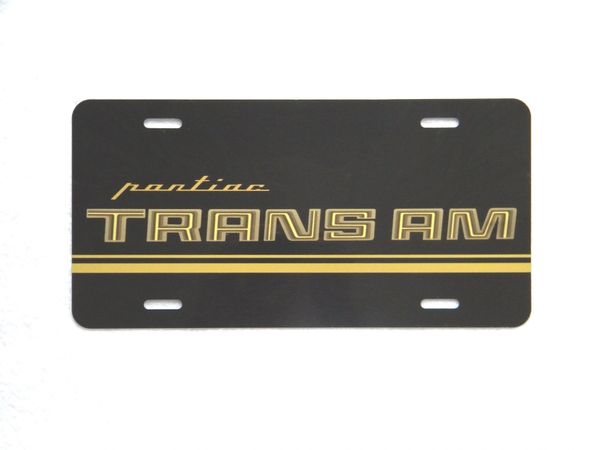 PONTIAC TRANS AM BLACK & GOLD FRONT LICENSE PLATE SE 79-80