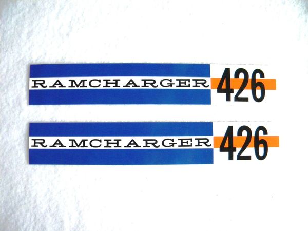 1963-64 MOPAR 426 RAMCHARGER VALVE COVER DECALS SET OF 2