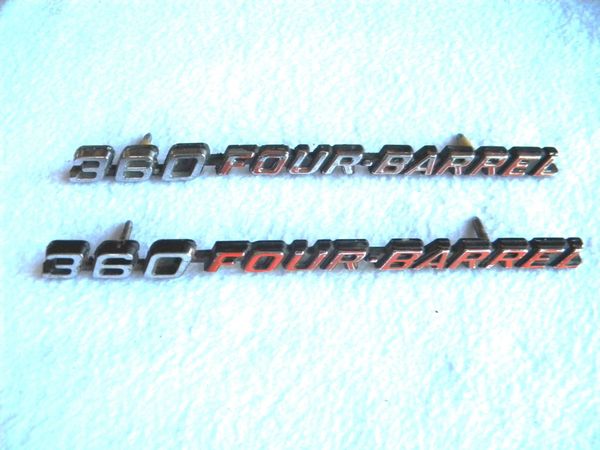 1974 MOPAR 360 FOUR BARREL OEM EMBLEMS CUDA CHALLENGER