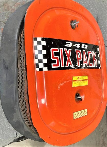 1970-71 MOPAR FIBERGLASS 340 440 SIX PACK SIX BARREL AIR CLEANER WITH K ...