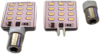 SQUARE 12 LED W/CHANGEABLE SINGLE POST BA15/T10 BASE (COOL WHITE)