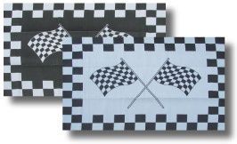 Reversible/Durable Outdoor Patio/RV Mats - Checker Flag Design