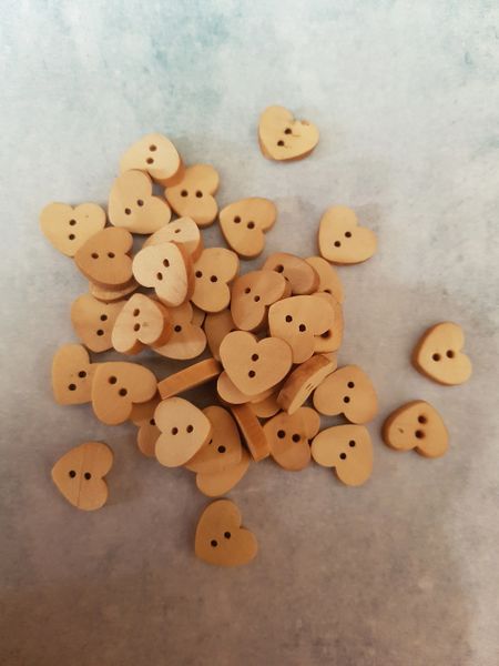 12mm Heart Shaped Wooden Buttons
