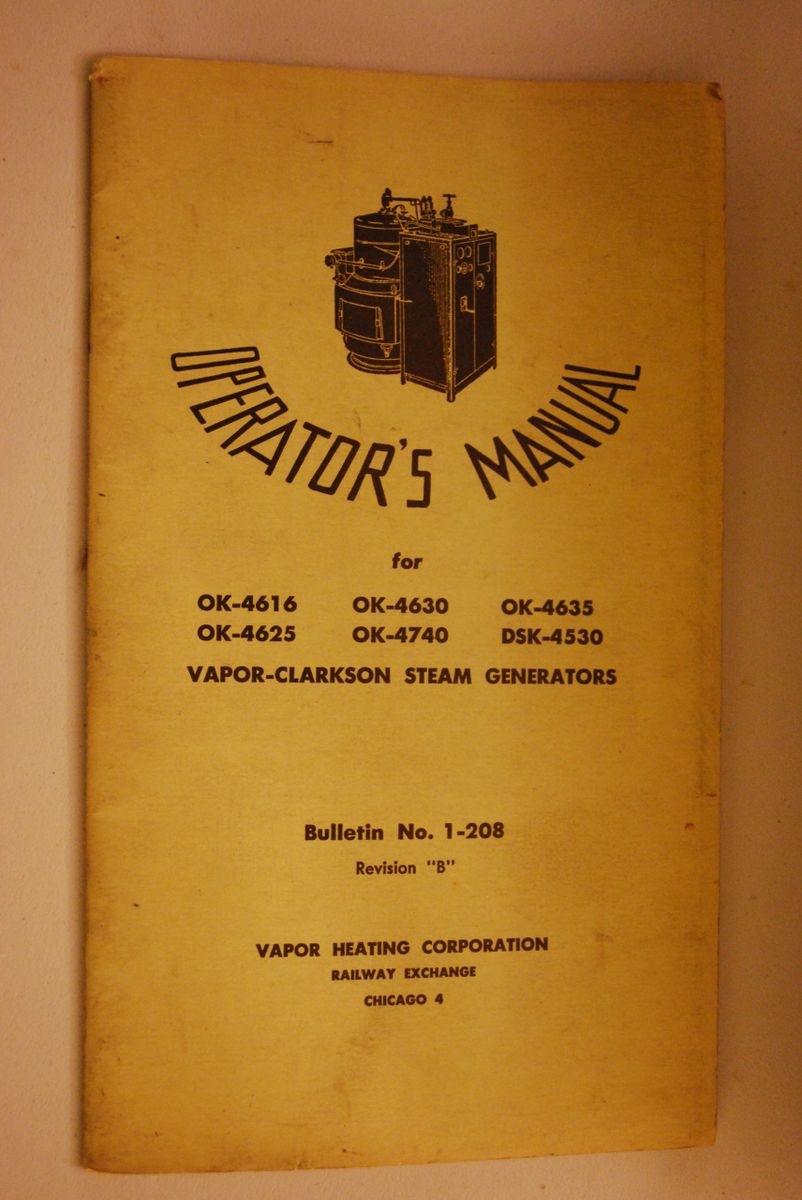 Vapor-Clarkson Steam Generator Operator's Manual
