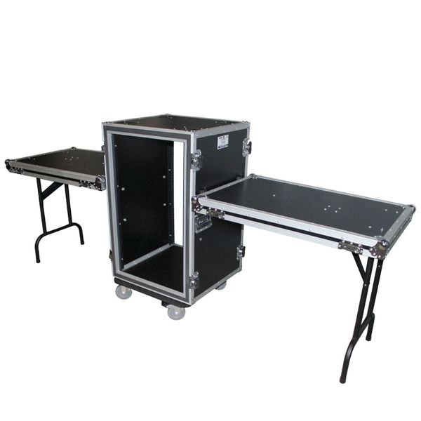ProX T-16RSPWDT 16U Vertical Shockproof Amp Rack Case W/Side Tables 19 ...