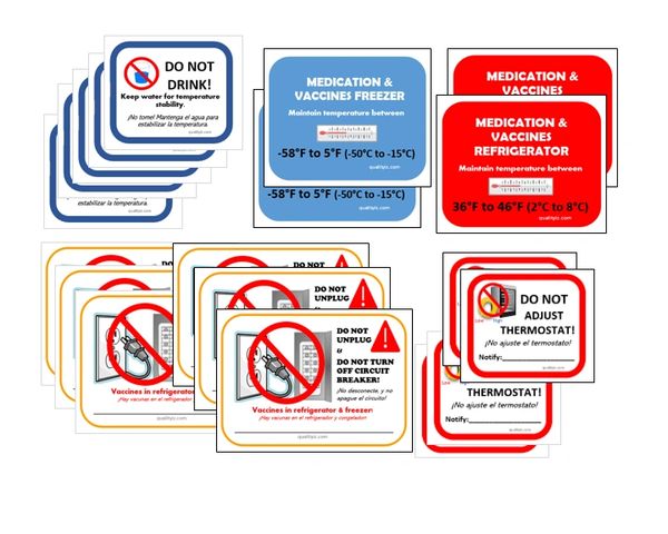 Refrigerator & Freezer Labels Starter-Pack (For Medication & Vaccines)