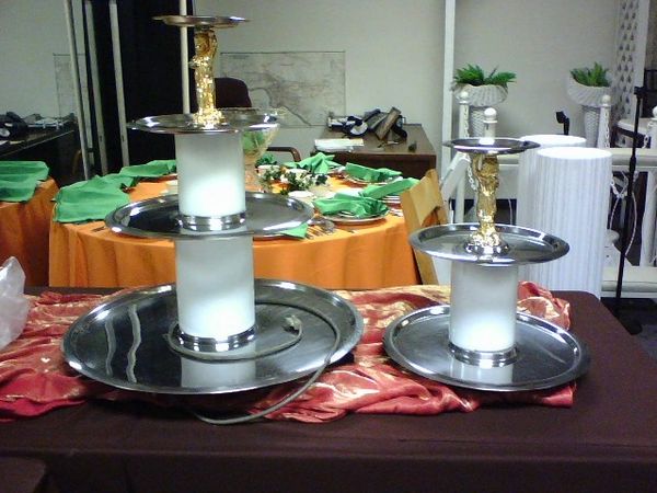 3 Tier Stainless Tray gold w/ light