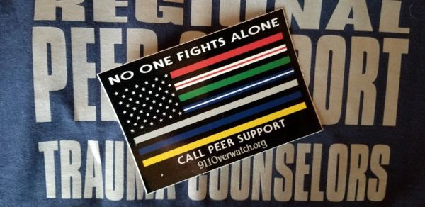 No One Fights Alone Call Peer Support Flag STICKER; (Fire-Emergency ...