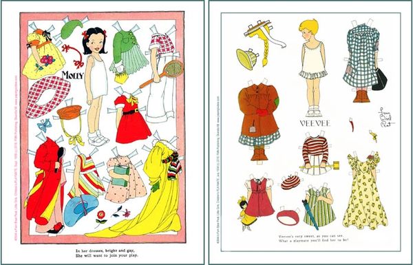 #2644 Molly and Vee Vee Two Fern Bisel Peat Paper Doll Pages Restored