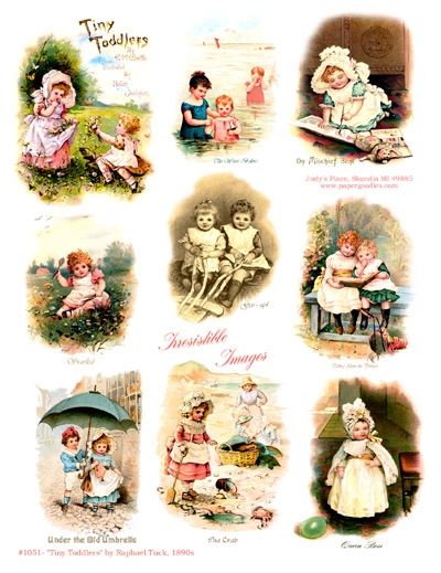 #1986 Collage Sheet "Tiny Toddlers" from 1890s R. Tuck Book