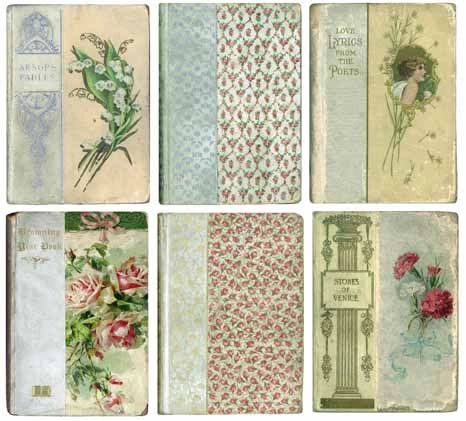 #2079 Beautiful Antique BOOK COVERS on NOTE CARDS, Set I