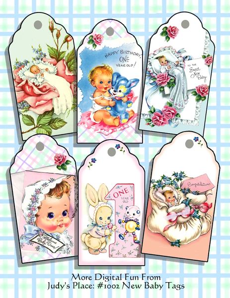 Six "New Baby" Tags to Download, Print, Cut and Use