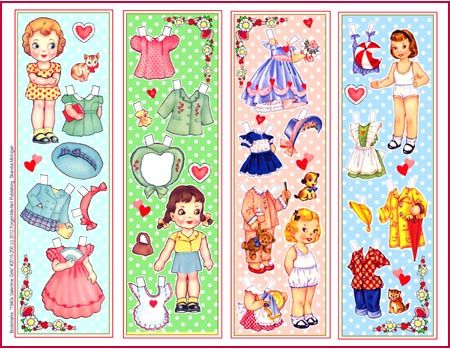 #2016: 40s Valentine Paper Doll Girls on Bookmarks
