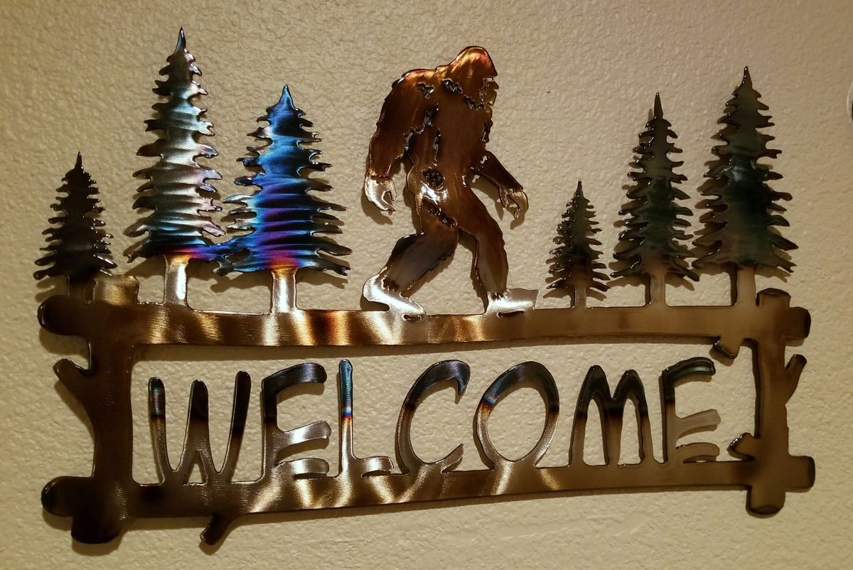 Metal Bigfoot Sasquatch Welcome Sign