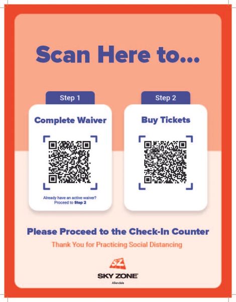 Social Distancing Sign with QR Codes