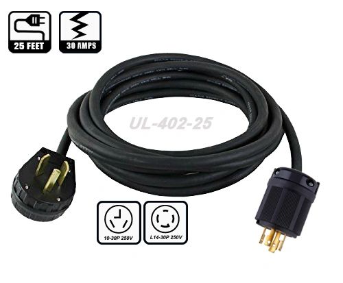 25, 35,OR 40 foot long Emergency Jumper Cable for Portable Generator 10 ...