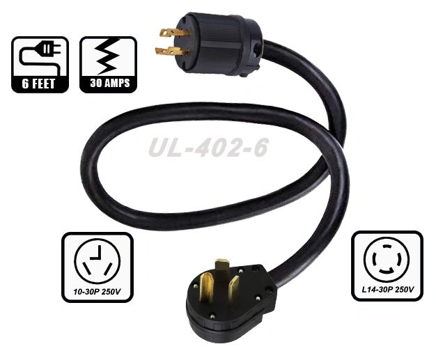 3, 4, 5, or 6 foot long Emergency Jumper Cable for Portable Generator ...