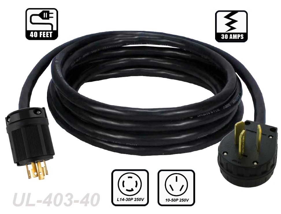 25, 35, or 40 foot long Emergency Jumper Cable for Portable Generator ...