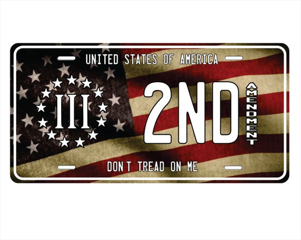 2nd Amendment American Flag Licence Plate Don't Tread on Me United States