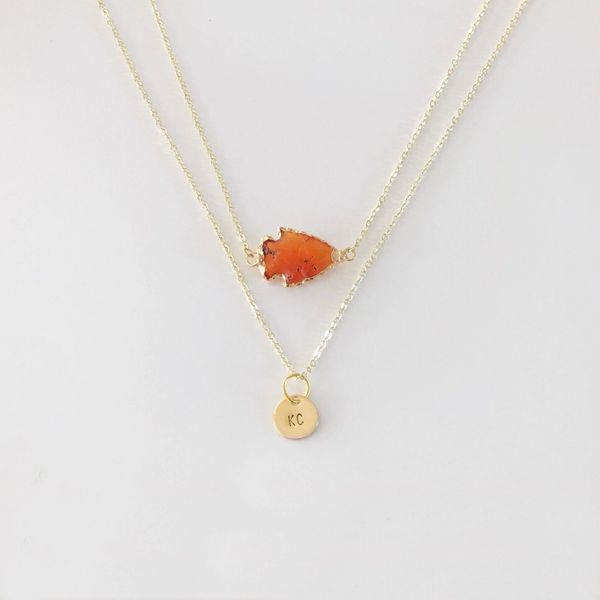 Kansas City inspired Chiefs Arrowhead necklace set - stone arrowhead ...