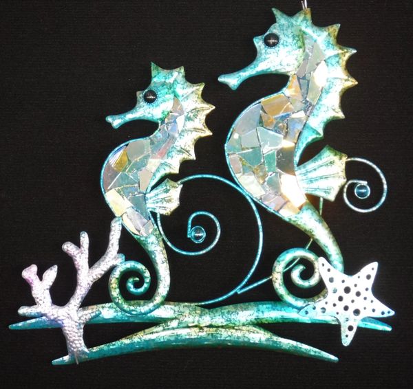 Double Seahorse Wall Sculpture