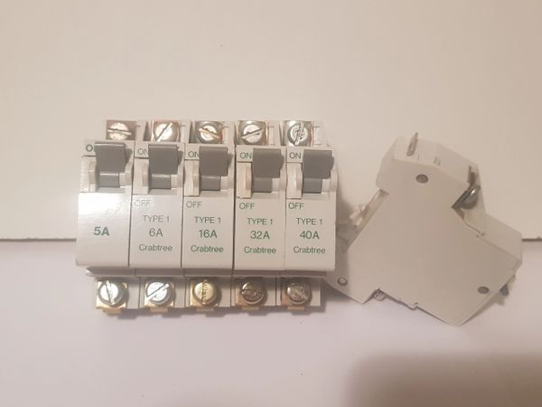 Crabtree SB6000 Type 1 sp mcb, circuit breakers