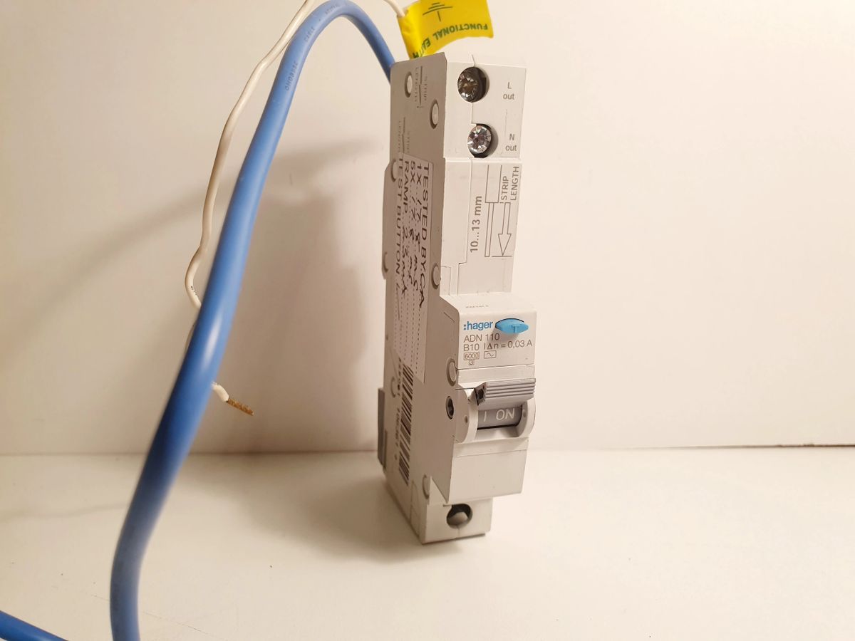Hager, 10A 30mA TYPE B RCBO, 6KA, ADN110 NEW