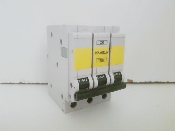Square D, QOE 6A Type C, 3 pole MCB, circuit breaker 10k, BS60898 ...