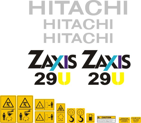 Hitachi Zaxis 29U Mini Digger Decal Set.