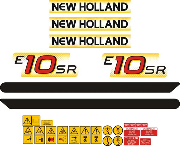 New Holland Kobelco E10 SR Mini Digger Decal Set.