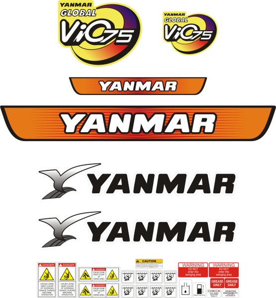 Yanmar Vi0 75 Mini Digger Decal Set.