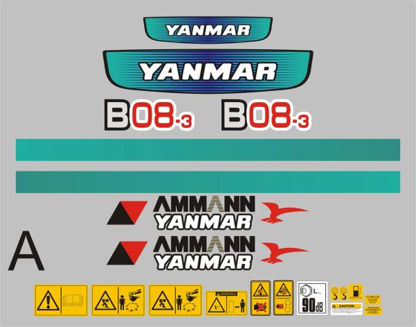 Yanmar B08-3 Blue: Mini Digger Decal Set.