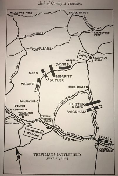 Map, 1864 - First and Second Days of the Battle of Trevilian Station