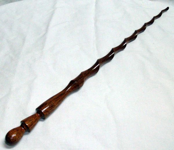 14 inch Mahogany Twist Hand Carved Magic Wand