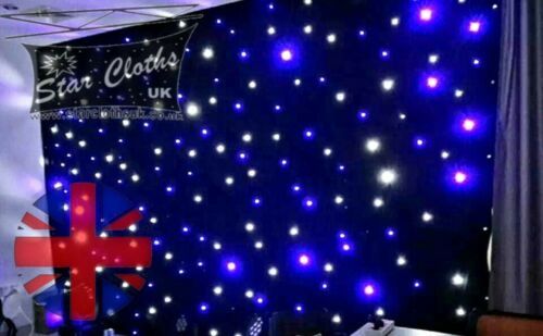8M X 4M DROP BLUE & WHITE DMX LED STARCLOTH BLACK FABRIC 26ft x 13ft