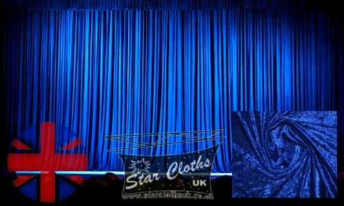 PLEATED ROYAL BLUE CRUSHED VELVET CURTAIN BACKDROP, STAGE, THEATRE ...