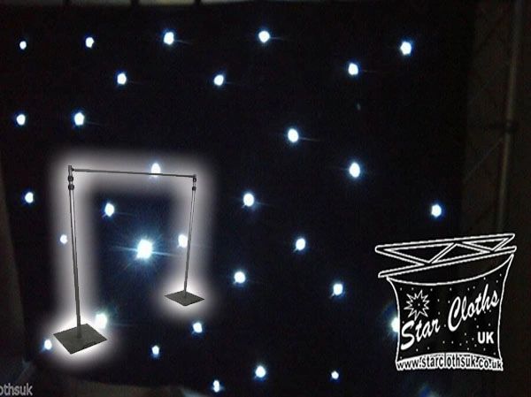 3 X 3 STATIC WHITE LED STAR CLOTH, PIPE AND BASE SYSTEM