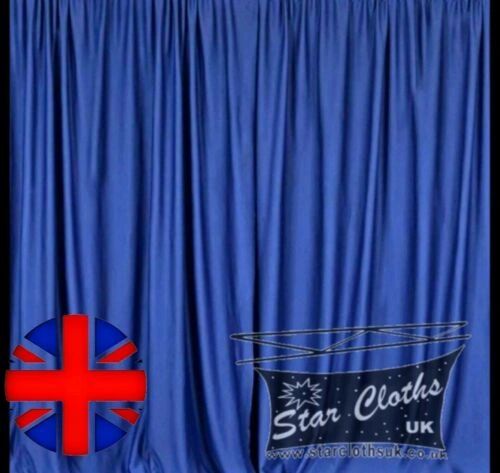 PLEATED ROYAL BLUE CURTAIN BACKDROP, STAGE, THEATRE DRAPE 4m x 5m drop