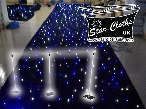 6 X 3 STATIC BLUE & WHITE LED STAR CLOTH, PIPE AND BASE SYSTEM