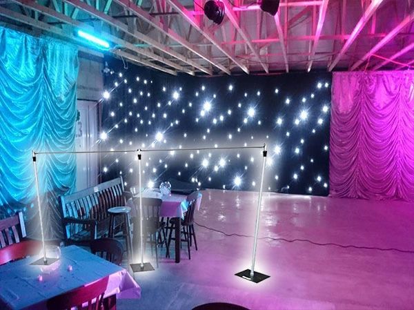 6 X 3 STATIC WHITE LED STAR CLOTH, PIPE AND BASE SYSTEM