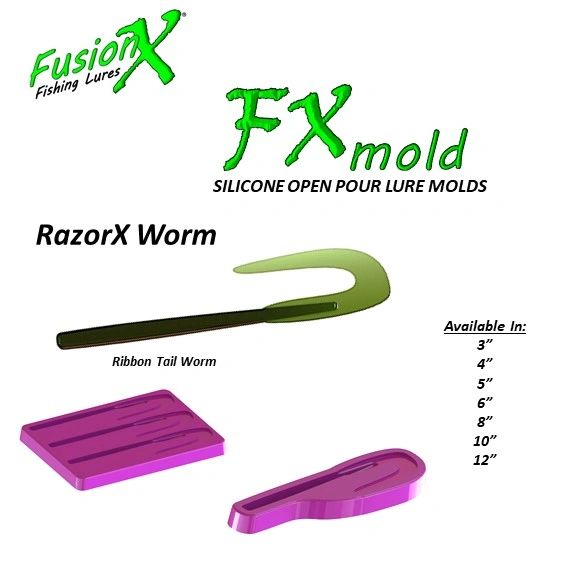 FX Mold - RazorX Curl Tail Worm (3", 4", 5", 6", 8", 10", 12") 0830 ...