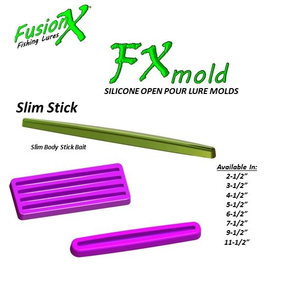 FX Mold - StiXS Slim Stick Slim Profile Stick Bait (2-1/2", 3-1/2", 4-1 ...