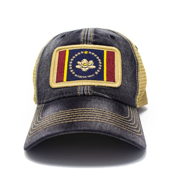 Mississippi "In God We Trust" Flag Patch Trucker Hat, Black | S.L. Revival Co - Americana ...