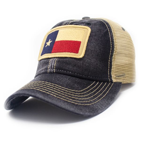 Texas Flag Patch Trucker Hat, Black | S.L. Revival Co - Americana ...