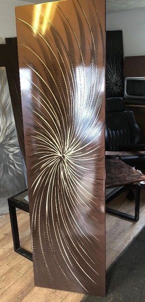 Copper over Cream Linished swirl Vertical Flat panel Radiator