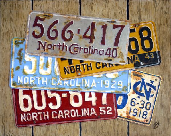 Fine Art Prints: Eastern USA "Vintage License Plates" by Charles Robinson