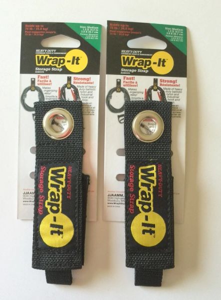 (2) (Medium) Wrap-It Heavy Duty Storage Straps to Hang Items on Hooks ...